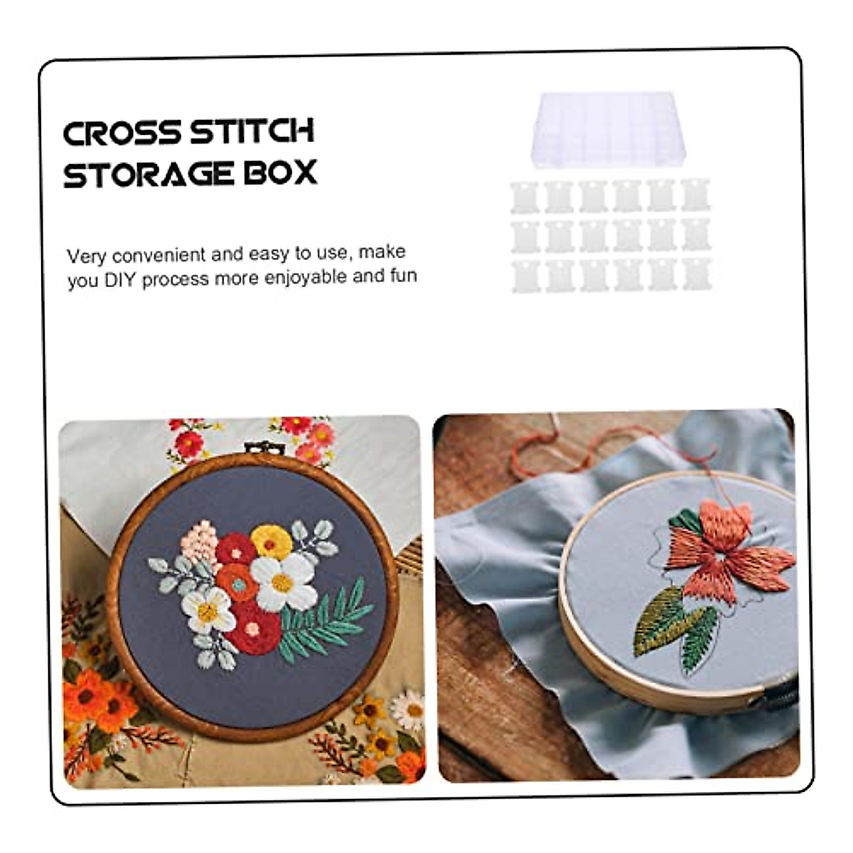 EXCEART 1 Set Box Embroidery Thread Finishing Hand Tool Embroidery Floss Plastic Stand Plastic Winding Board Bobbin Winder Embroidery Organizer Threads Winding Board Cross Stitch Holder