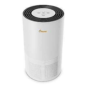 Crane Air Purifier with True HEPA Filter, Germicidal UV Light, 300 Sq Feet Coverage, Timer Function, Sleep Mode, Washable Particle Filter, EE-5068