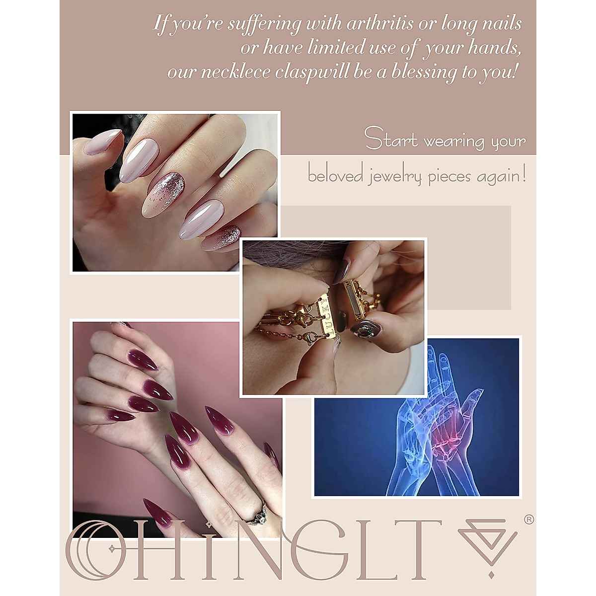 OHINGLT LUCKY Necklace Layering Clasps Separator for Stackable Necklaces Chains ,18K Gold and Silver Plated Multiple Necklace Clasps and Closures for Women Girl