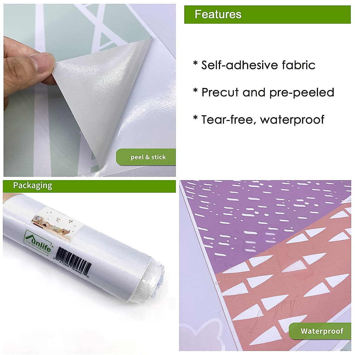 funlife Nordic Style Fabric Mountain Wall Murals Peel and Stick, Self Adhesive Waterproof Landscape Wall Stickers Wall Art, Watercolor Wallpaper Decals for Kids Bedroom Living Room, Blue