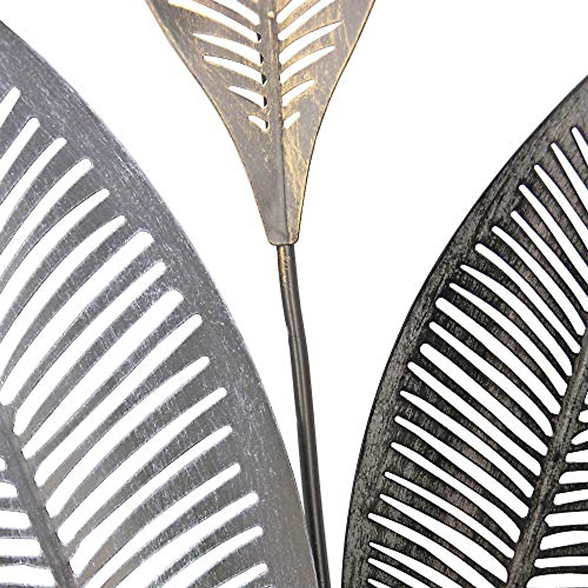 FirsTime & Co. Silver Metallic Leaves Wall Decor 2-Piece Set for Living Room, Bedroom, Home Office, Metal Art, Farmhouse and Boho, 35.5 x 28 inches