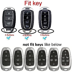 Royalfox(TM) 3 4 5 buttons 3d bling diamond fashion crystals smart remote Key Fob case Cover For Hyundai i30 Azera ix35 Elantra Accent Santa Fe IG Grandeur,2017-2022 Hyundai Palisade keychain (silver)