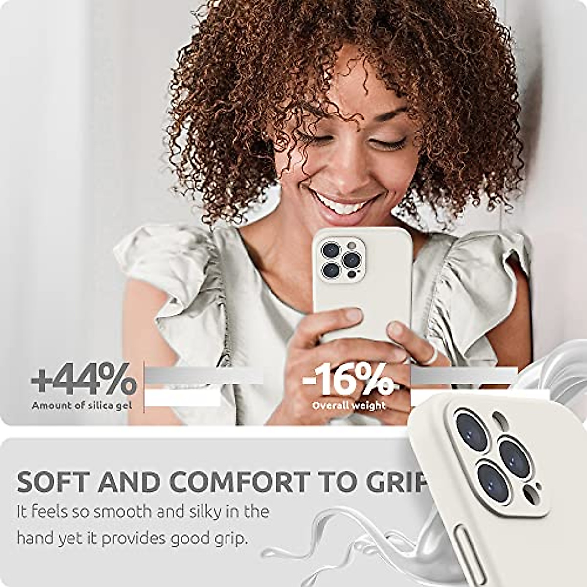 SURPHY Compatible with iPhone 13 Pro Max Case with Screen Protector, (Camera Protection + Soft Microfiber Lining) Liquid Silicone Phone Case 6.7 inch 2021, White