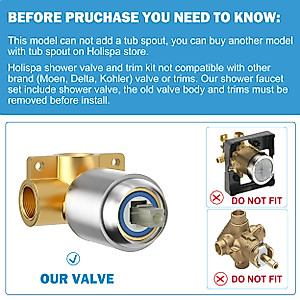 Holispa Shower Faucet, Brushed Nickel Shower Faucet Set with 8-Inch Rainfall Shower Head, Single-Handle Shower Trim Kit Included Shower Valve, Brushed Nickel