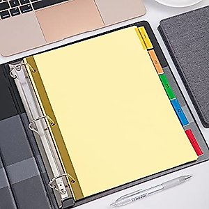 Amazon Basics 3 Ring Binder Dividers With 5 Tabs, Paper Binder Dividers, Insertable Multicolor Plastic Tabs, Pack of 12 Sets (60 Dividers Total)