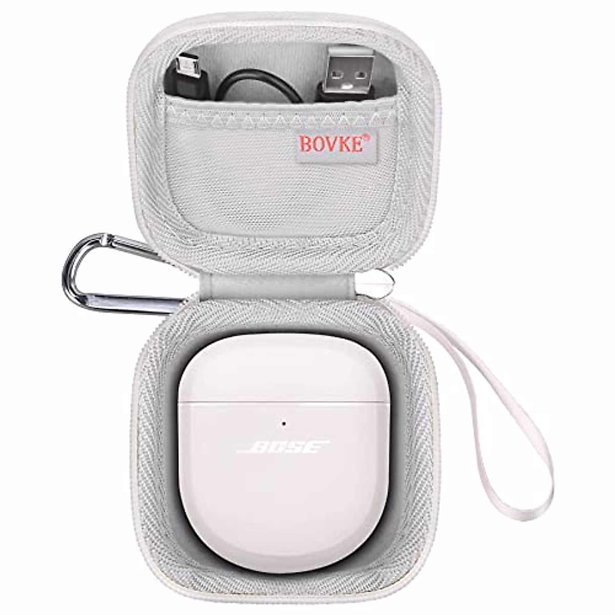 BOVKE Carrying Case for Bose QuietComfort Earbuds II/Bose QC Earbuds 2 / QuietComfort Ultra Earbuds Wireless Noise Cancelling in-Ear Headphones, Mesh Pocket for Cables Eartips, Soapstone (Case Only)