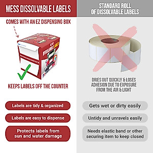 MESS Dissolvable Food Labels for Containers 1x2" Blank Kitchen Labels - Food Storage Labels - Removable Freezer Labels - Dissolvable Labels for Food Containers - Washable Canning Label (500)