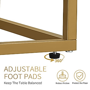 Possile C Shaped End Table Set of 2, Small Side Table for Sofa and Bed, Couch Tables That Slide Under, Snack Side Table for Living Room, Bedroom, White Faux Marble and Gold