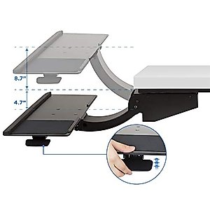 Mount-It! Sit Stand Keyboard Tray, Height Adjustable Under Desk Keyboard and Mouse Drawer, Full Motion Standing Design with 13.4 Inches of Vertical Adjustment, 26.5 in Wide Platform