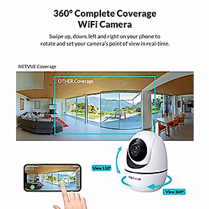 NETVUE Indoor Camera, 1080P FHD 2.4GHz WiFi Pet Camera, Home Camera for Pet/Baby, Dog Camera 2-Way Audio, Indoor Security Camera Night Vision, AI Human Detection, White, Pack of 2