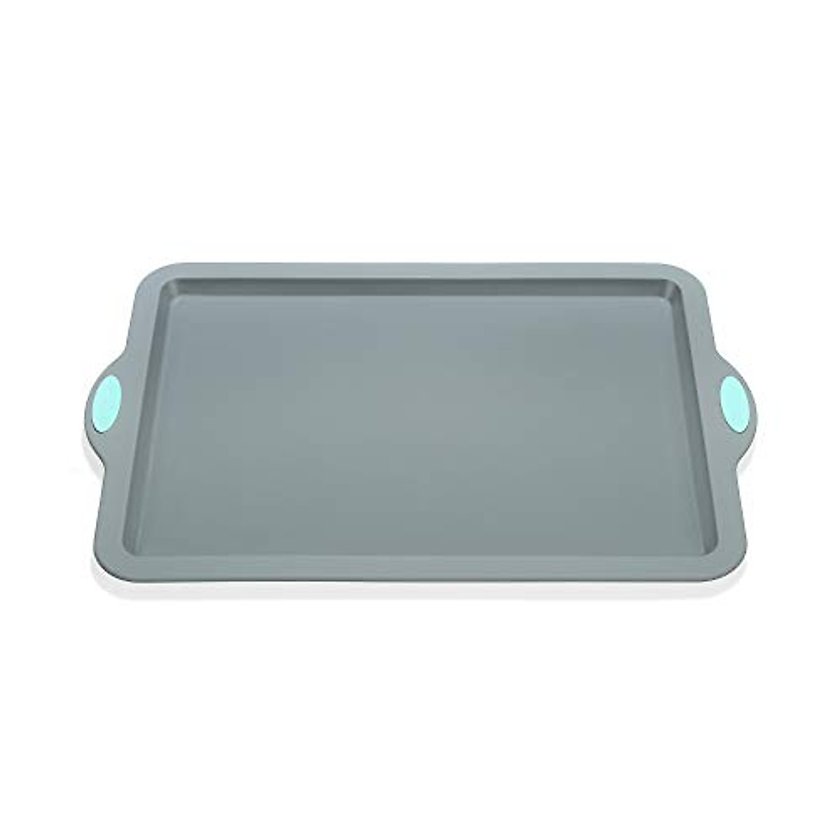 To encounter Silicone Baking Pans Set, 4 Pieces Nonstick Bakeware Set with Baking Pans, Baking Sheets, Cookie Sheets, Cake Pan with Metal Reinforced Frame More Strength, Light Grey
