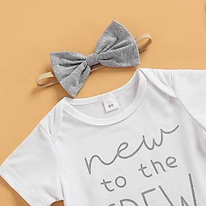 Tiacham Baby Boy Coming Home Outfit Newborn Girl New To The Crew Outfits Hospital Bodysuit Pant Set (White , 0-3 Months )