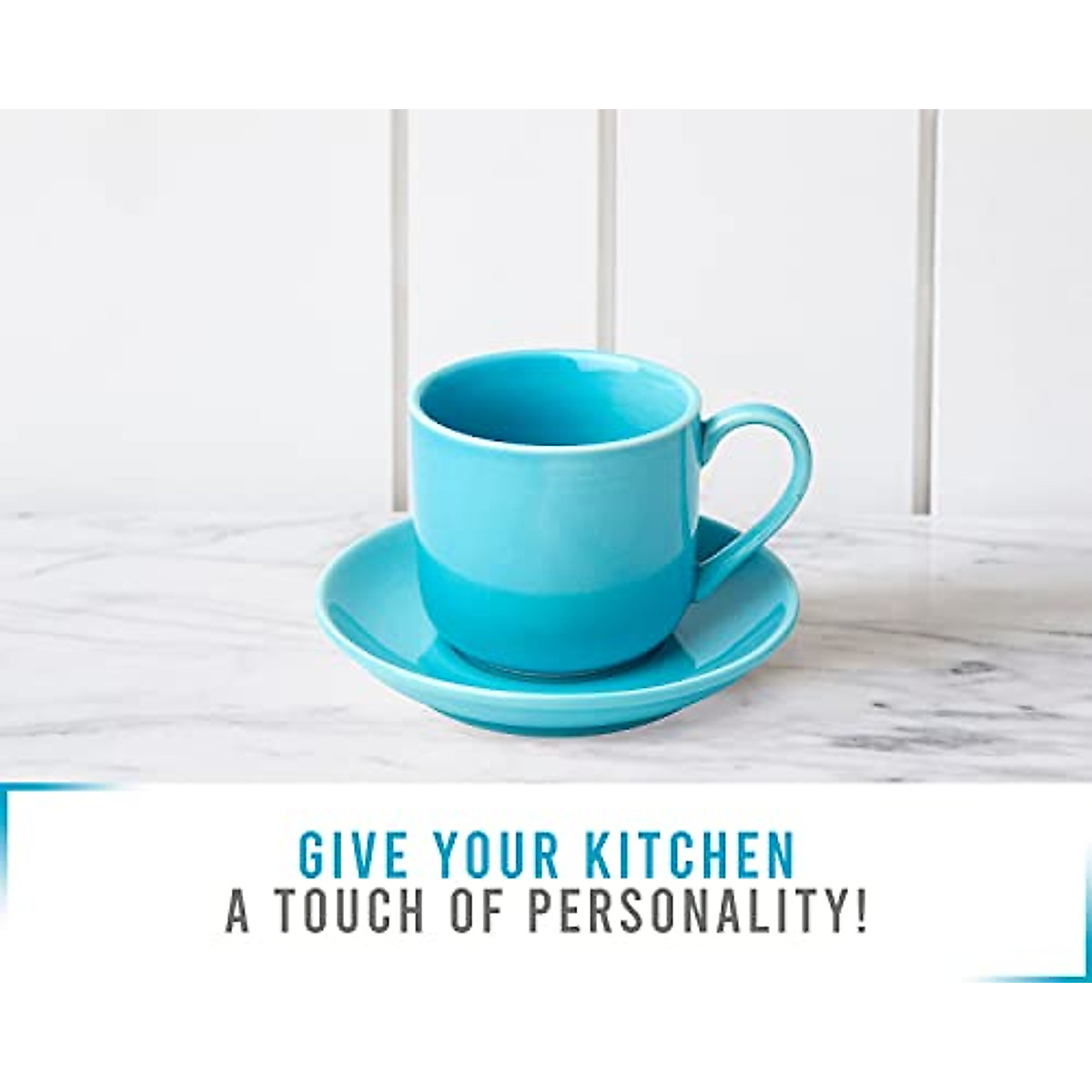 4oz. Espresso Cups Set of 4 With Matching Saucers - Premium Porcelain, 8 Piece Gift Box Demitasse Set - Red, Blue & Grey – Italian Caffè Mugs, Turkish Coffee Cup – Lungo Shots, Dopio Double Shot