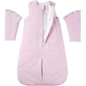 Chuchu Puff Baby Sleeping Bag, Autumn and Winter, Detachable Long Sleeves 2.5 Tog Inverted Zipper Warm Wearable Blanket Super Soft Breathable Cotton Baby Sleep Bag fit Infants and Toddler, 6-18 Months