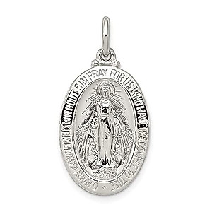 Diamond2Deal Gift for Mothers Day 925 Sterling Silver Miraculous Medal Pendant (L- 29 mm, W- 15 mm)