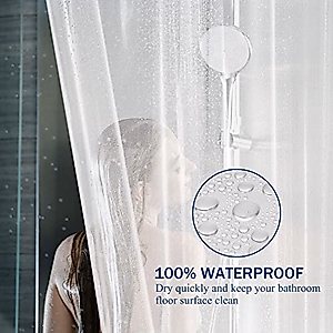 downluxe Waterproof Clear Shower Curtain Liner - PEVA Lightweight Plastic Shower Liner with 3 Magnets, Shower Curtains for Bathroom, 72" x 72", Clear