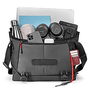 tomtoc Laptop Messenger Bag, Multi-Functional Shoulder Bag Fits Up to 16 inch MacBook Pro, Durable Water-resistant Fabric, Lightweight Carrying bag for Work Casual Travel