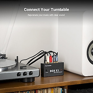 Fosi Audio Box X1 Phono Preamp for MM Turntable Mini Stereo Audio Hi-Fi Phonograph/Record Player Preamplifier with 3.5MM Headphone and RCA Output with DC 12V Power Supply