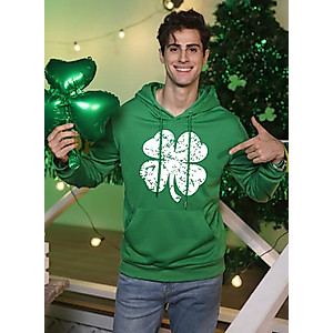 Arvilhill St Patrick's Day Sweatshirt Men's Green Shamrock Irish Printed Hoodie CLOVER XL