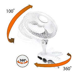 6 inch 2 speed-Adjustable Tilt, 2 in 1 clip and table fan Personal Clip On Fan plug in clip fan For The Home, Office, Dorm White color Fan