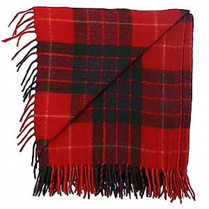 The Scotland Kilt Company Picnic Rug Scottish Tartan Throw in Fraser Red - Warm 100% Wool Travel Blanket with Fringed Edges - 60 x 70