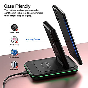 Wireless Charger for Samsung/Android, HOLYJOY Foldable 3 in 1 Fast Charging Station/Stand/Multi Charger for Samsung S23/S22/S21/S20/Note 20, Travel Pad for Galaxy Watch 5/4/3/Active 2, Buds(Black)