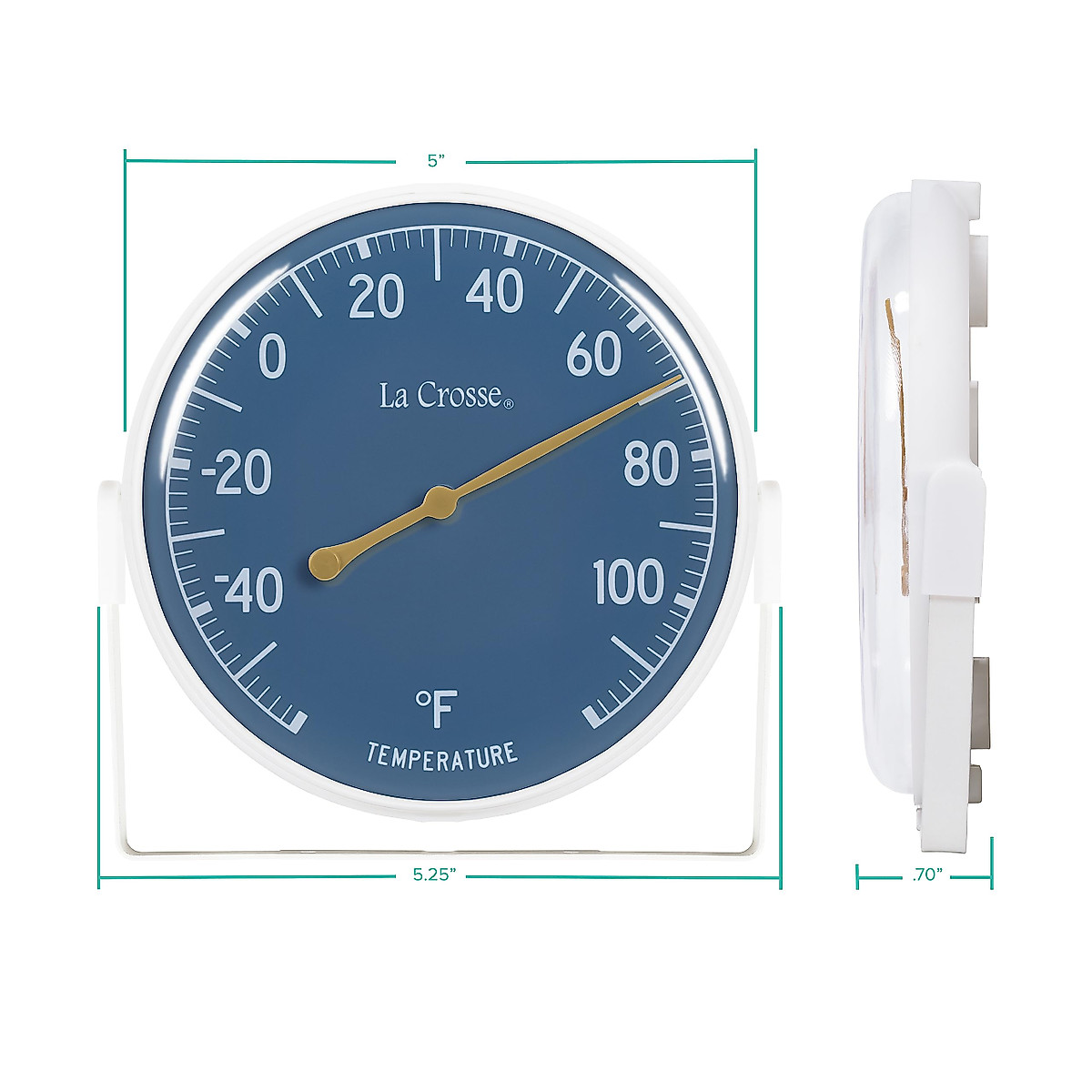 La Crosse 104-1512BL-TBP 5 inch Blue Dial Bracket Thermometer