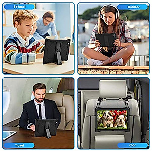 DETUOSI Silicone Case for Teclast M40 Plus/M40 with Stylus Pen & Shoulder Strap, Multi-Angle Case, Soft Lightweight Protective Cover for Teclast P20S/ P20HD/ 8Pritom Tronpad L10, Black