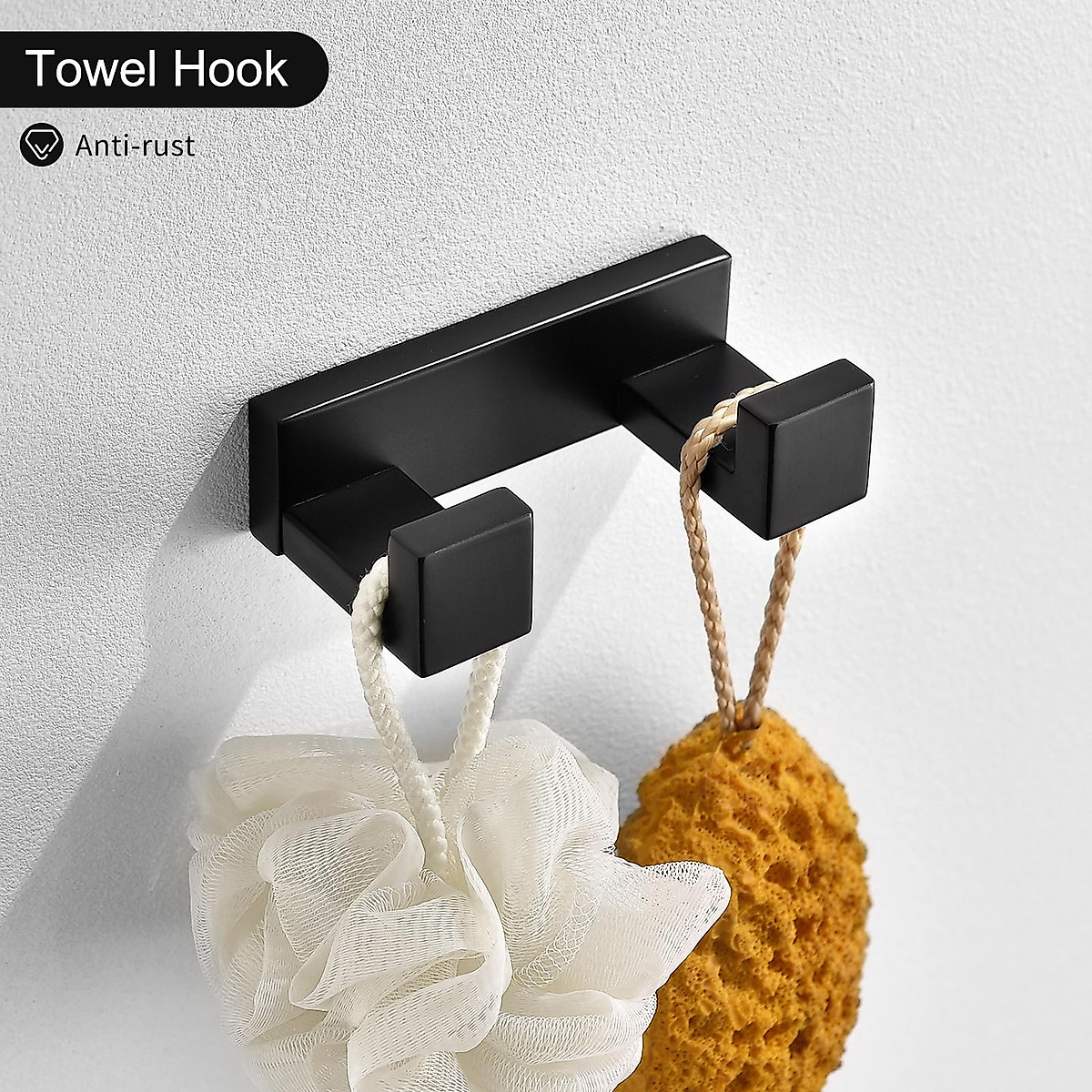 TNOMS Black Towel Bar Set, 4-Pieces Bathroom Hardware Set Modern Bathroom Towel Holder Set SUS304 Stainless Steel Wall Mounted Towel Rack Set,23.6 Inch