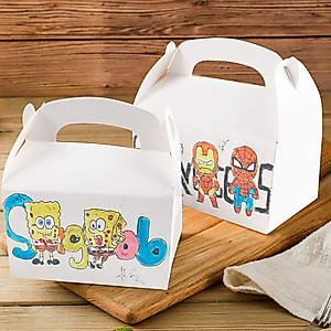 VGOODALL 35PCS White Color Treat Gift Paper Cardboard Favor box Candy Cake Box Gable Boxes for Birthday Party Wedding Gift Treat Box