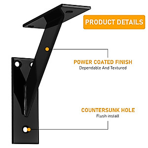 Heavy Duty Shelf Bracket, 2 Pcs Wall Shelf Brackets Support, Countertop Brackets, Metal Fireplace Mantel Brackets, Black Right Angle Wall Brackets for Kitchen, Bathroom, Shelves (90mm/3.5 inch)