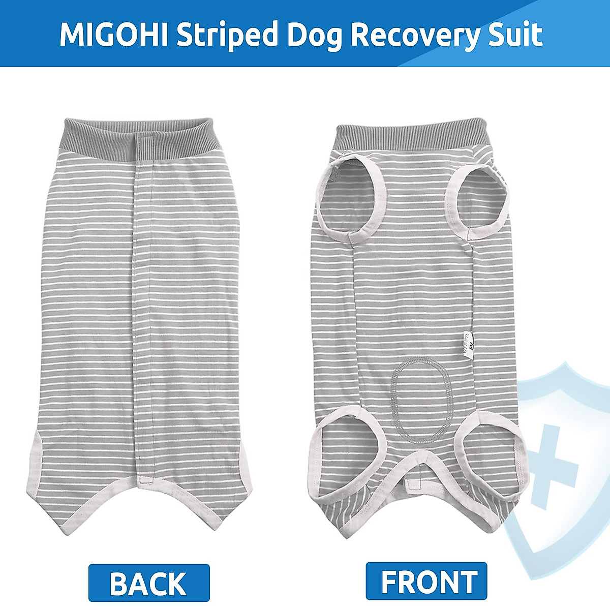 MIGOHI Dog Recovery Suit, Anti Licking Biting Dog Surgical Onesie After Surgery, Professional Dog Bodysuit for Male Female Dogs, Spay & Neuter Dog Shirts for Abdominal Wounds Skin Disease, Grey L