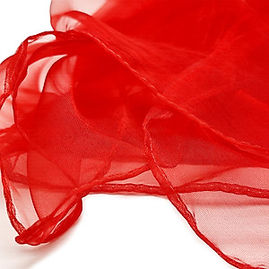 Lolakee Dance Scarves 12 Pcs Juggling Scarves for Kids Play Silk Scarve for Babies Toddlers Children Movement Learning Education Musical Accessories Colorful Scarfs Magic Tricks Performance (Red)