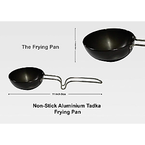 Non Stick Tadka Pan, Spice Roasting Pan/Vagharia with Long Handle, Non-stick Aluminium Tadka Frying Pan, Hard Anodized mini Fry Pan
