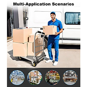 Platform Truck cart, Flatbed cart, 2200 pounds.with 6-inch Rotating Wheels Large Platform Suitable for Grocery Stores, garages, Offices, Storage Rooms (Silver) (35.4x23.6 inch)