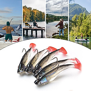 OJDXDY Set of 5 Fishing Lure Set 3D Eyes Lifelike Fishing Lures Kit Rubber Fish Baits Set Single Hook Artificial Lures Outdoor Fishing Tool, Fishing Gift for Men