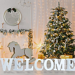 AOCEAN 6 Inch White Wood Letters - Unfinished Wood Letters for Wall Christmas Decor Standing Letters Slices Sign Board Decoration for Xmas Home Party Projects (K)