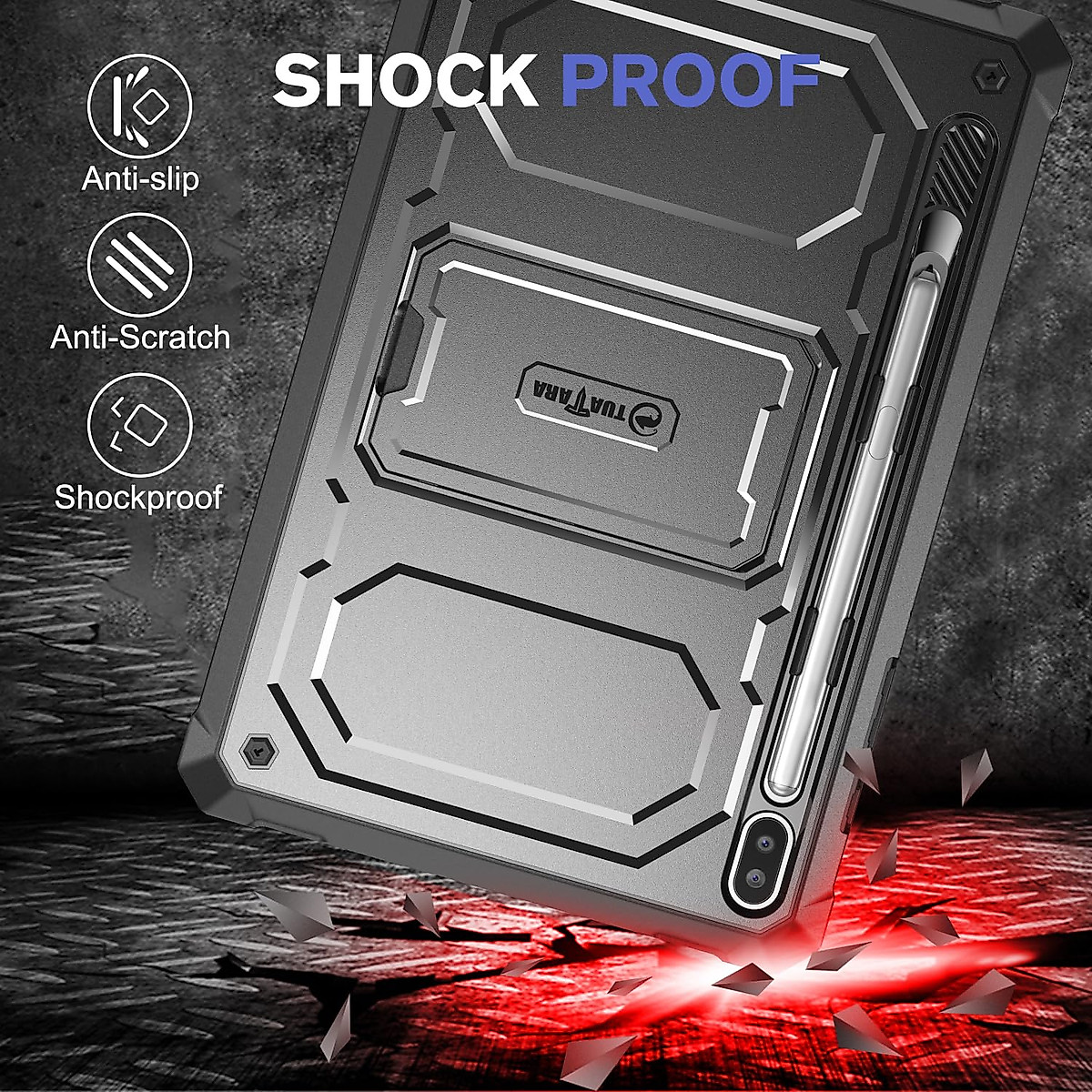 Fintie Shockproof Case for Samsung Galaxy Tab S6 10.5" 2019 (Model SM-T860/T865/T867), Tuatara Rugged Unibody Hybrid Full Protective Bumper Kickstand Cover with Built-in Screen Protector, Black