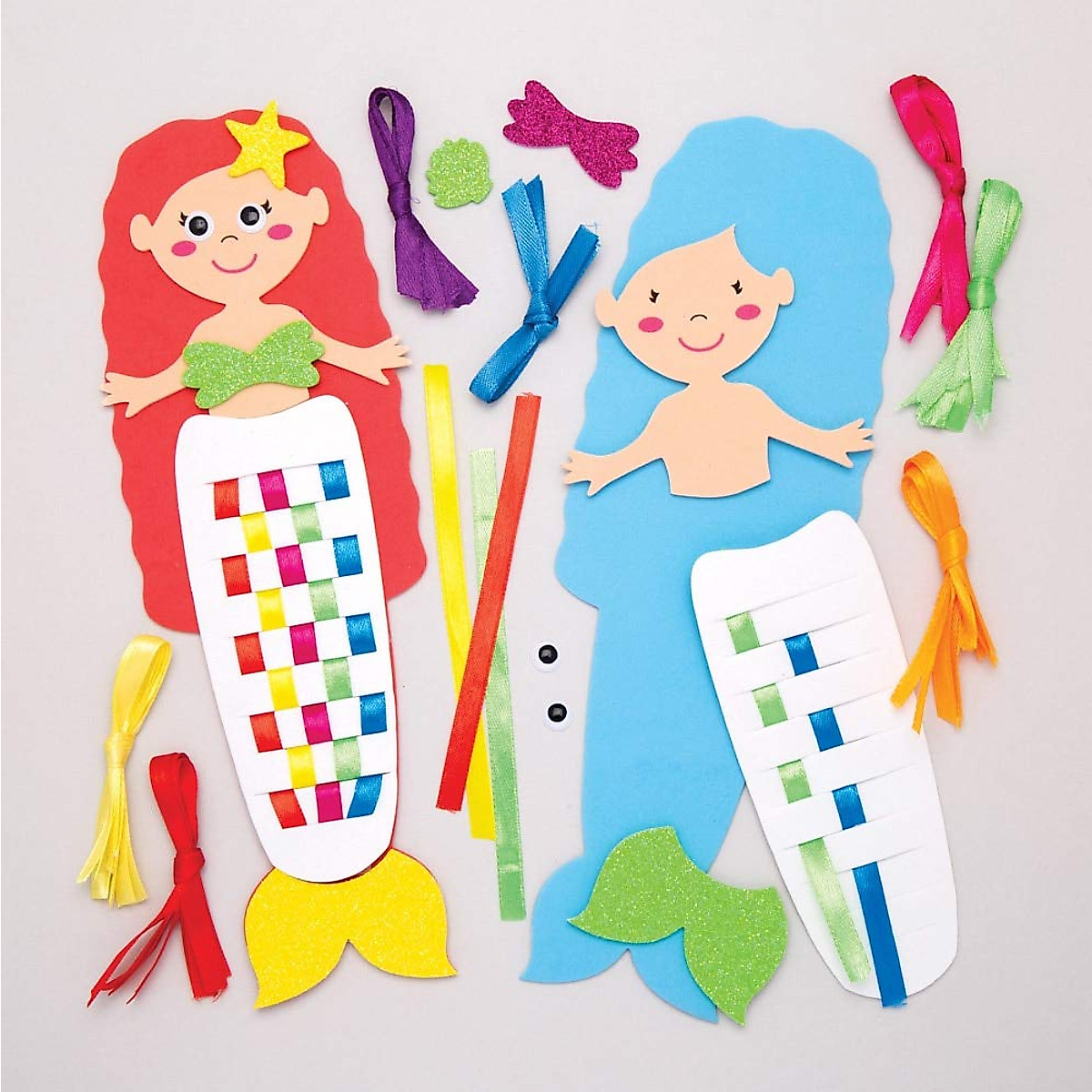 Baker Ross Mermaid Weaving Kits - Pack of 6, Introductory Sewing for Beginners and for Kids Arts and Crafts Projects (AW607), Assorted