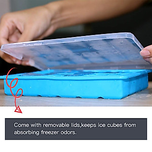 3 Packs Silicone Ice Cube Trays, Food Grade BPA free Ice Trays with Removable Lids, Easy Ice Release 24 Ice Cube Molds Ideal for Whiskey, Cocktails, Juice, Freezer, Baby Food and Frozen Treats