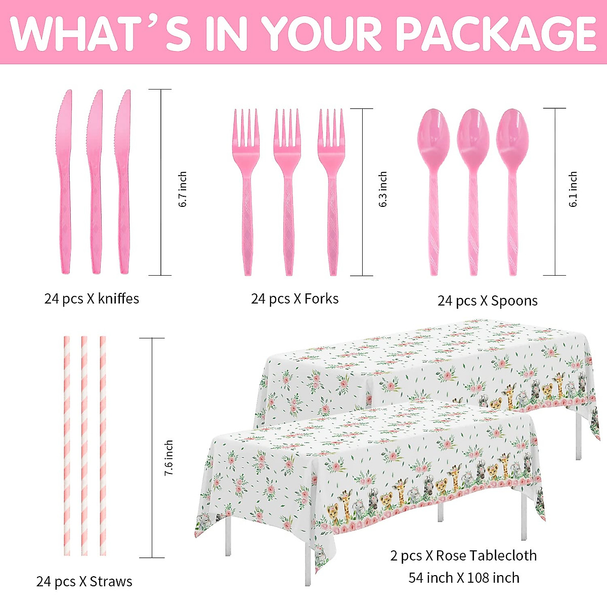 HIPVVILD Safari Birthday Decorations Tableware Girl, Jungle Theme Party Supplies, Plate, Cup, Napkin, Tablecloth, Cutlery, Straw, Safari Jungle Animal Birthday Baby Shower Party Decorations | Serve 24