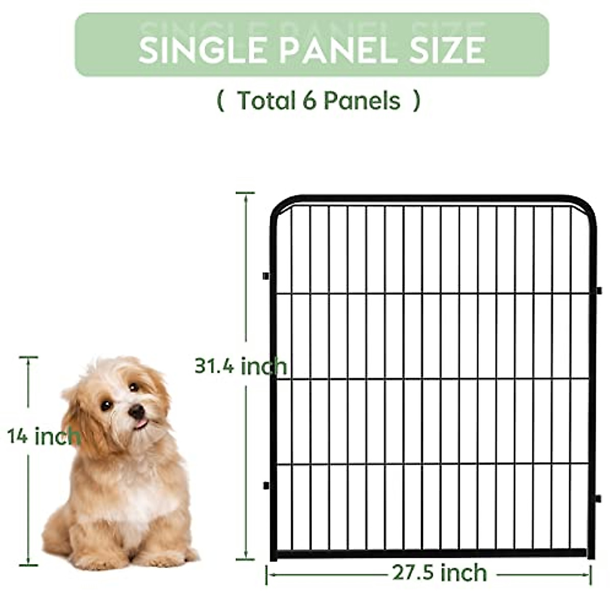 Shikha Decorative Garden Fence Panels 6 Packs 14ft(L) x32in(H) Outdoor Animal Barrier Dog Pet Fencing Rustproof Metal Wire Fence Border for Landscaping Patio Lawn & Garden,Black