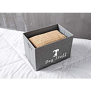 Geyecete Linen Storage Basket Bin Chest Organizer - Perfect for Organizing Dog Apparel & Accessories Storage, Dog Shirts, Dog Coats, Dog Toys, Dog Clothing, Dog Dresses, Gift Baskets - Gray