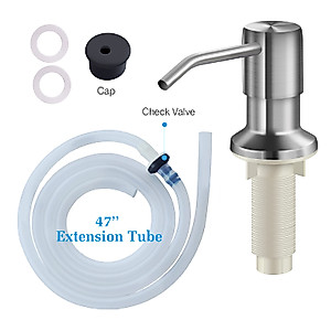 Soap Dispenser for Kitchen Sink and Extension Tube Kit, Stainless Steel Soap Dispenser with 47 Inches Tube Connects Directly to Soap Bottle, Hand and Dish Soap Dispenser Pump （Brushed Nickel）