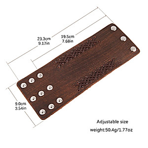 HZMAN Leather Bracelet for Men Punk Brown Wide Genuine Leather Wrap Cuff Bangle Bracelet Adjustable Wristband