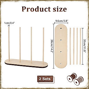 PH PandaHall Wooden Ribbon Rack Storage Ribbon Organizer Spool Holder Wire Spool Stand Holder for Sewing Craft Mesh Wreath Crochet Thread Tulle Roll Florist Arts Wrapping Gift, 14.2x3.8x11.8inch