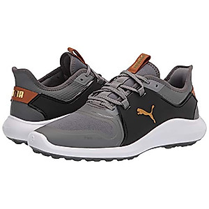 PUMA Men's Ignite Fasten8 Golf Shoe, Quiet Shade-Gold Black, 11.5