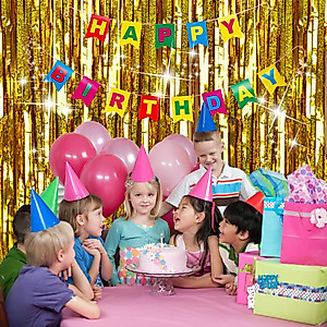 Dorbetar Party Decorations(2 Pack 3.3x8.2 Feet), Irthday Decorations Backdrop, Foil Fringe Curtains Streamers Party Decorations, Tinsel Curtain Fringe Backdrop (Gold)