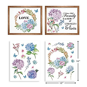 GSS Designs Hydrangea Rub on Transfers for Crafts and Furniture 2 Sheets 12"x16"- Home Furniture Transfers Rub on - Decor Flowers Stickers DIY Kits for Adults