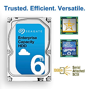 Seagate Enterprise Capacity 6TB | SAS Interface for Servers | ST6000NM0285 | 7.2K 12Gb/s 256MB Cache 3.5" 512e | Secure SED-FIPS Model | Enterprise Internal Hard Drive HDD w/ 3 Year Warranty